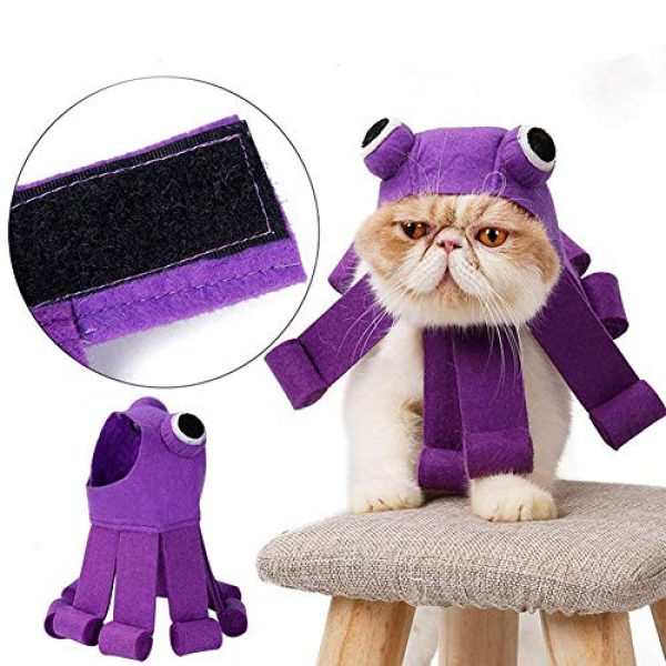 Idepet Pet Cat Costume Purple Octopus Hat Dress up for Halloween ...
